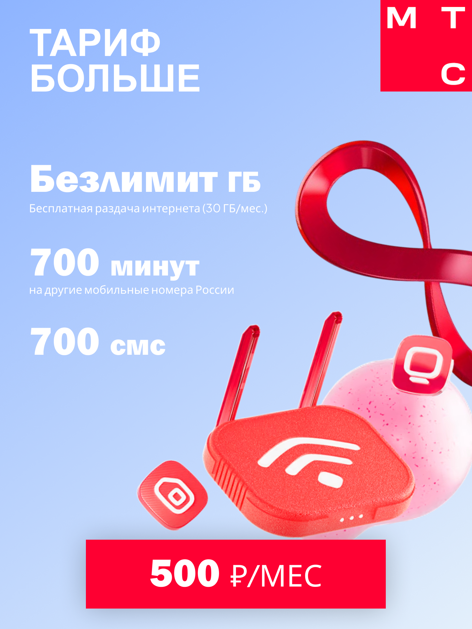 Sim-карта МТС. Полный безлимит, тариф Больше