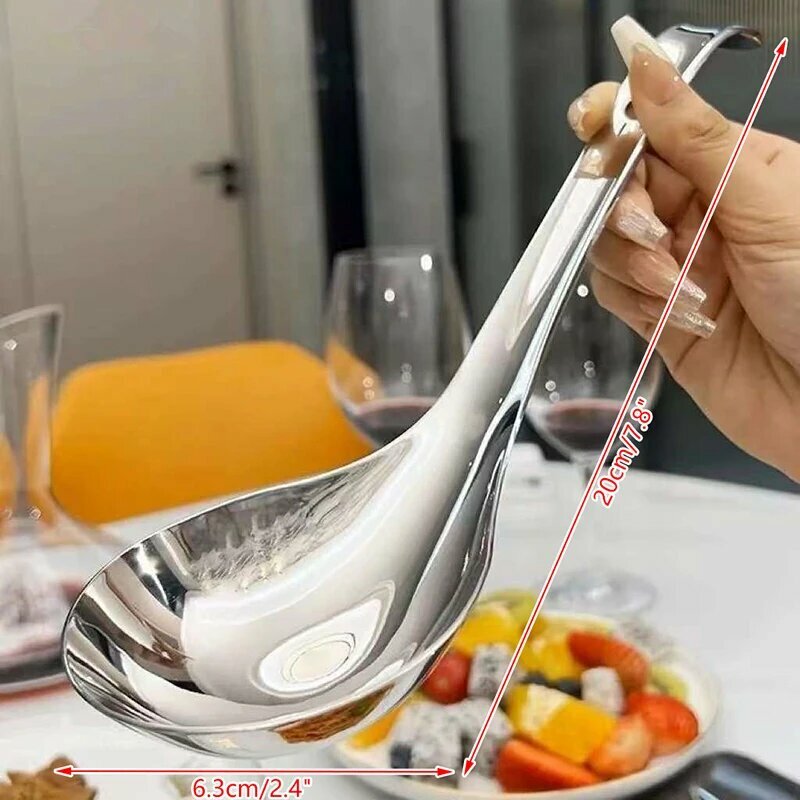 Большая ложка для супа из нержавеющей стали, Цвет: B