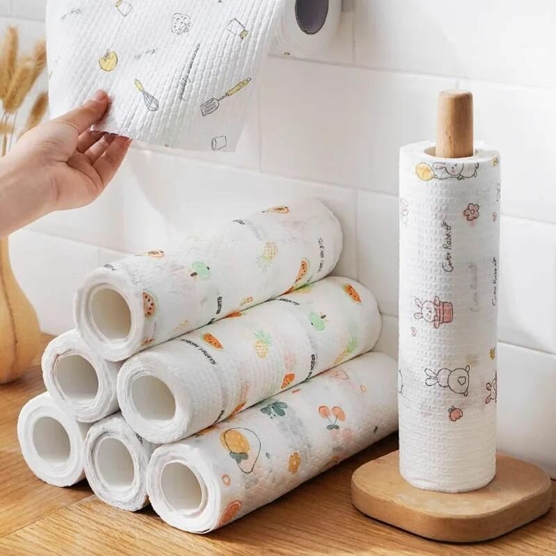 Безворсовые полотенца для стирки 20х20 см, 50 штук, 1 рулон/кухонные тряпки на нетканой основе/кухонные полотенца для мытья посуды и удаления пыли