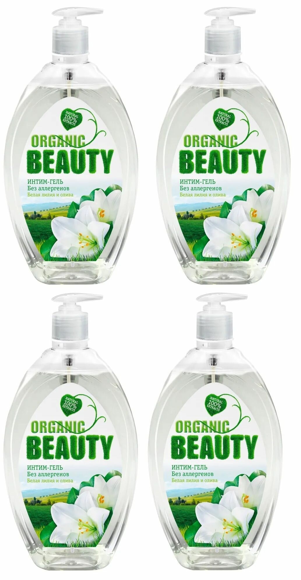Интим-гель Organic Beauty, лилия и олива, 500 мл, 4шт