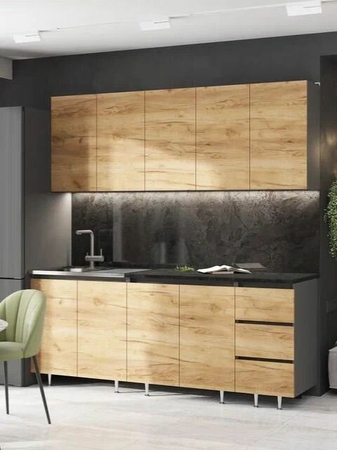 Кухонный гарнитур Челси 2м ЛДСП дуб крафт/графит со столешницей МИФ