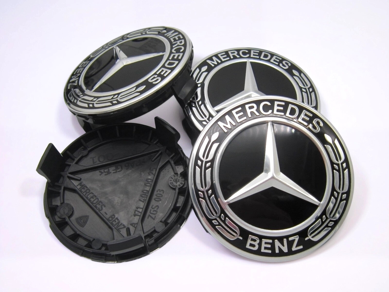 Колпачки заглушки на литые диски Мерседес Бенц 75/70/16 черный 4 шт.