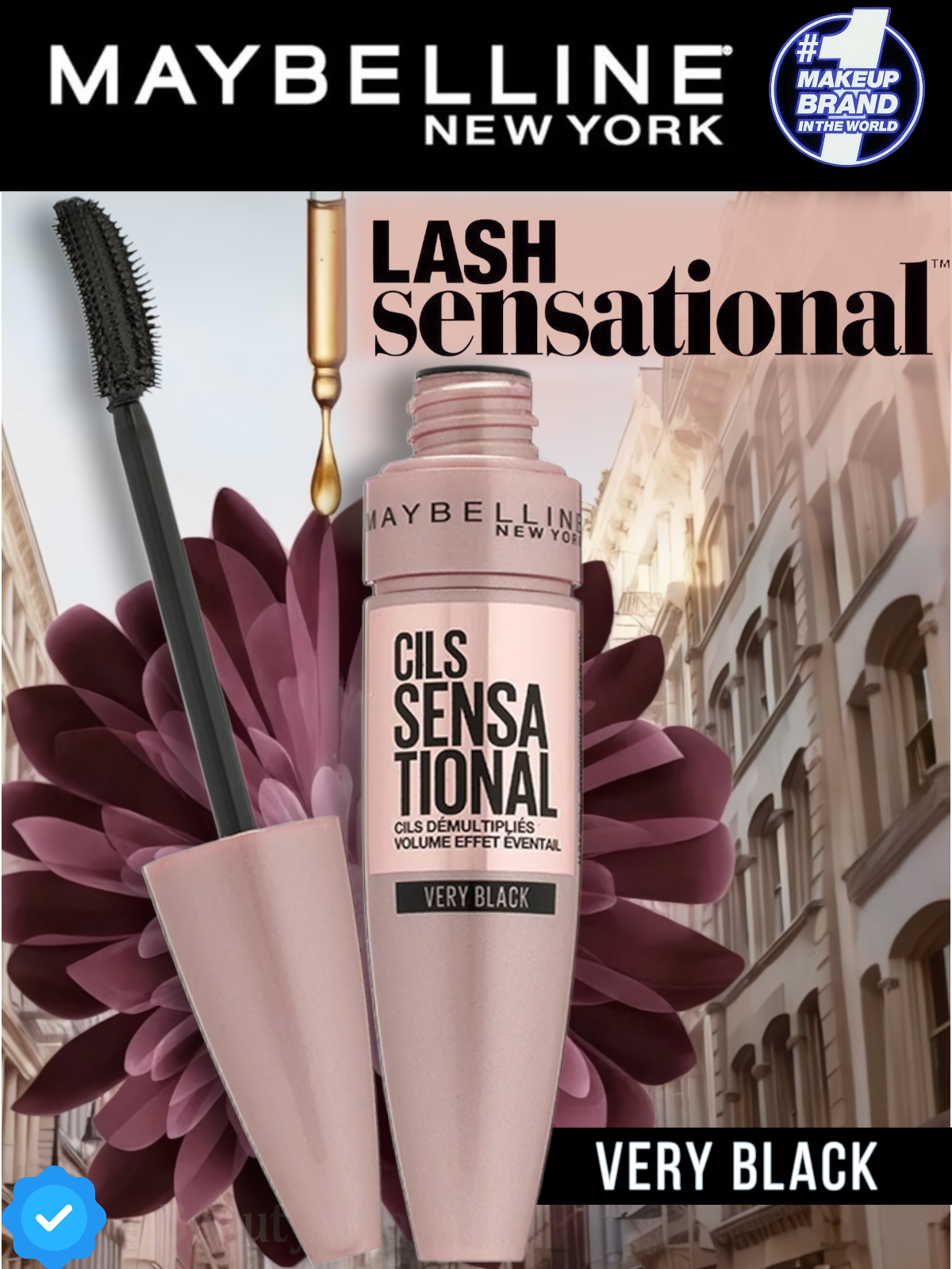 Тушь для ресниц Maybelline Lash Sensational Веерный объем и длина, Very Black Классический черный