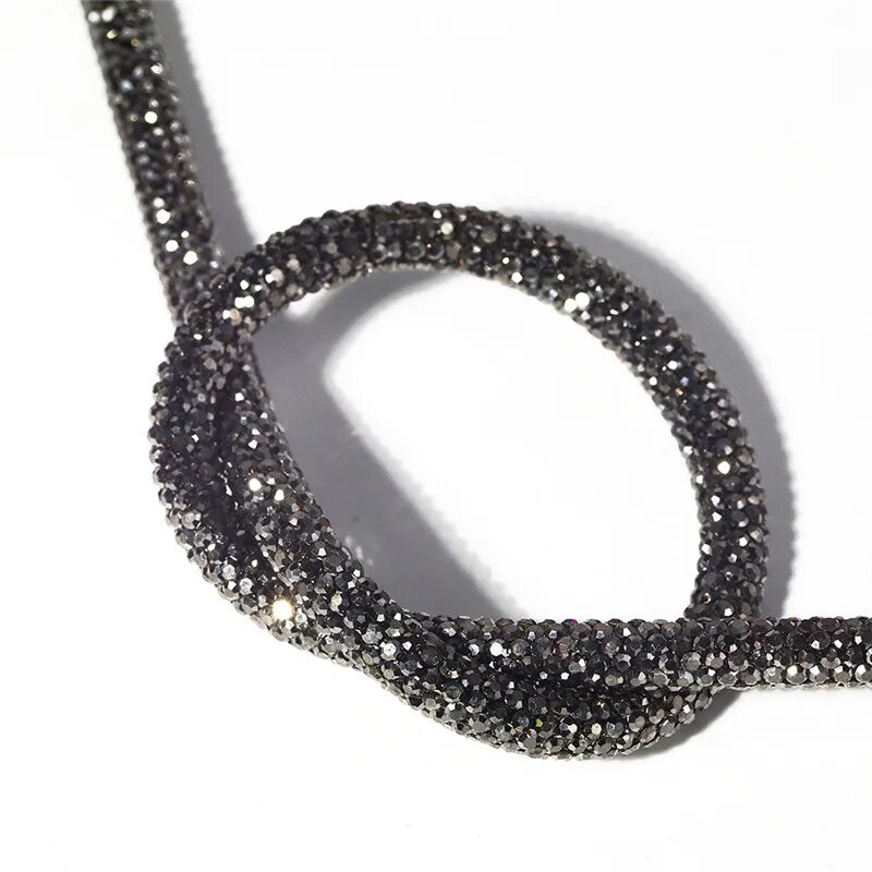 Шнур с кристаллами Hematite 6 мм для рукоделия