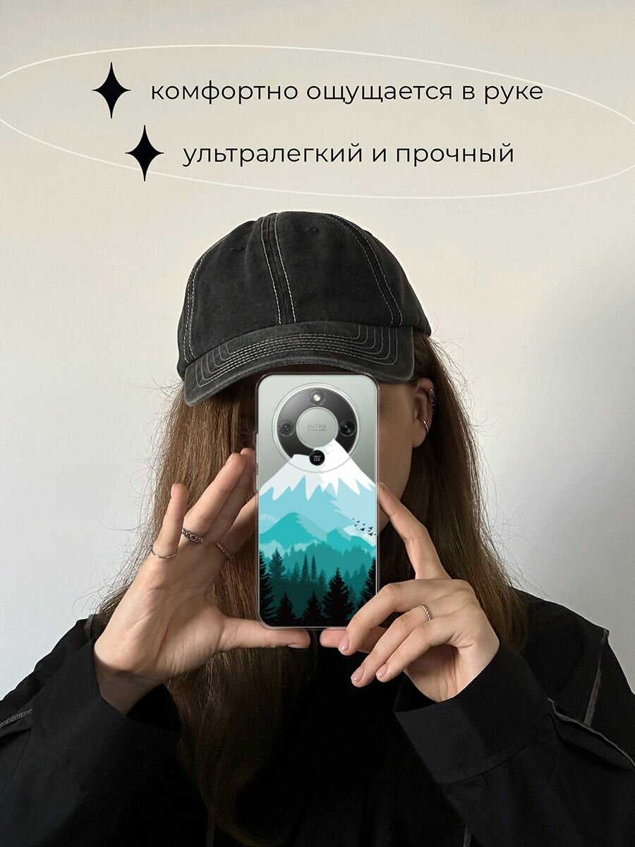 Чехол на Honor X9d / Хонор X9d с принтом Синяя снежная гора, прозрачный — фото 1