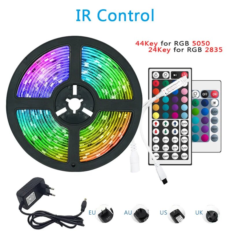 Светодиодная лента RGB SMD5050 GBKOF, 15 м, с ИК-пультом, гибкая, для декора интерьера и архитектурной подсветки