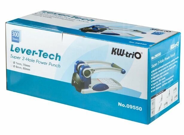 Дырокол мощный KW-Trio 9550 до 300 листов серебристый/синий