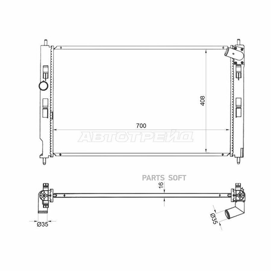 Радиатор Mitsubishi ASX 10-16 / Lancer 07-10 от официального дистрибьютора, SAT, артикул MC008802