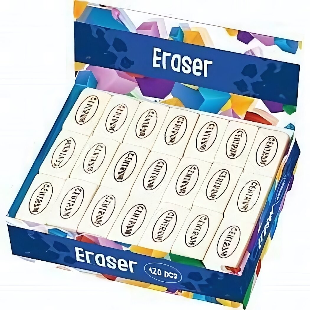 Ластик прямоугольный 30х16х8 мм, белый, каучук, мягкий и не деформирующийся