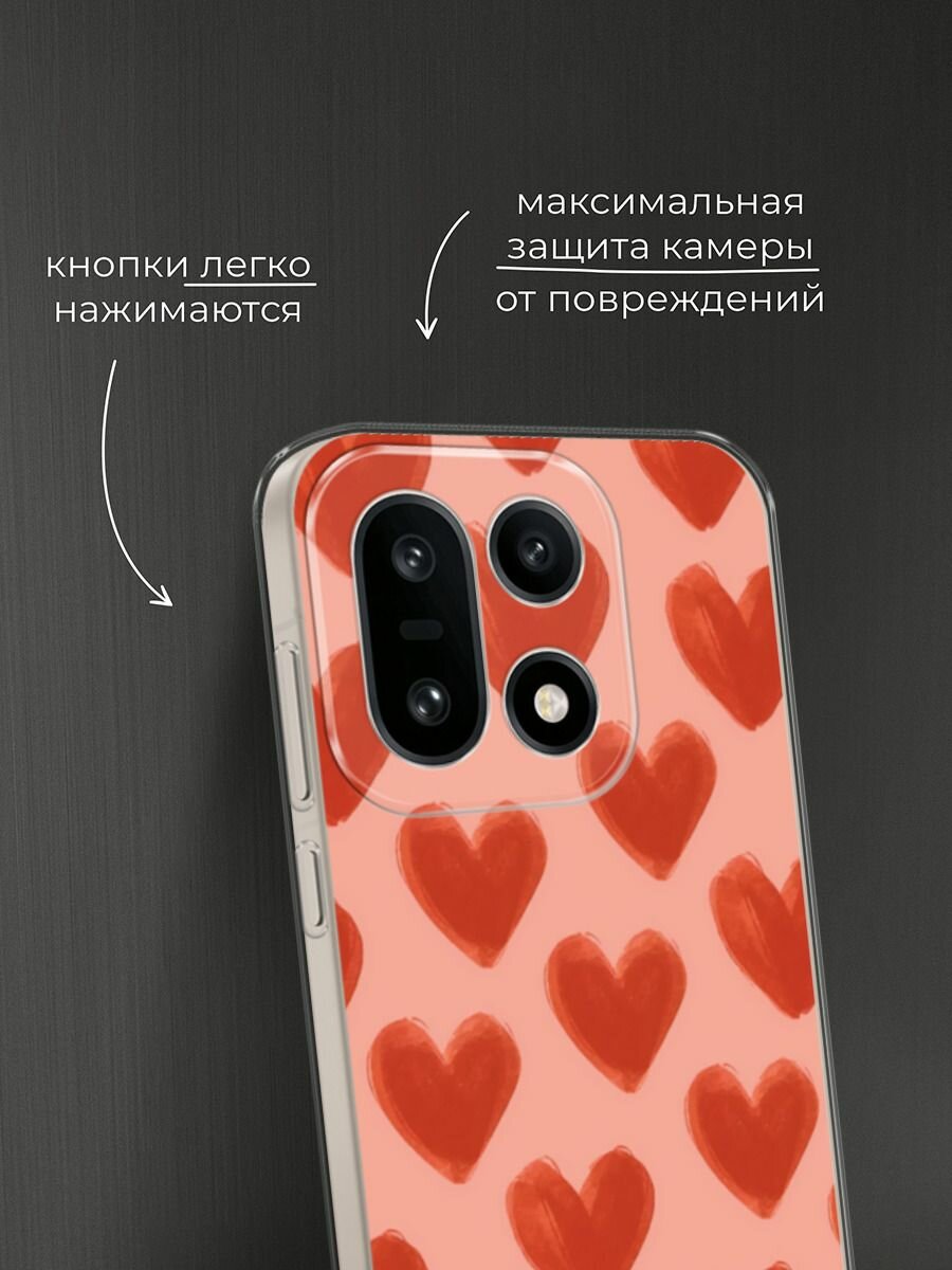 Чехол на OnePlus 15 / Ван Плас 15 с принтом Алые сердца паттерн — фото 1