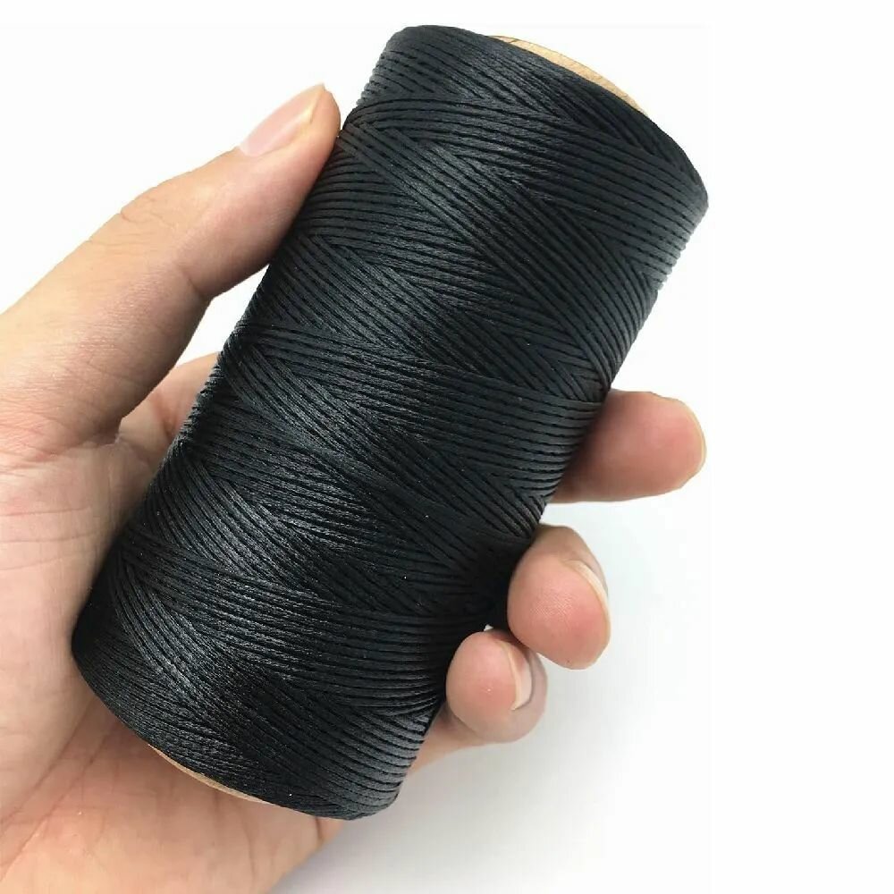 Длина 260м. черное. Восковая нить для шитья кожи, Вощеная швейная нить, для поделок из кожи/переплетных работ/ремонта обуви