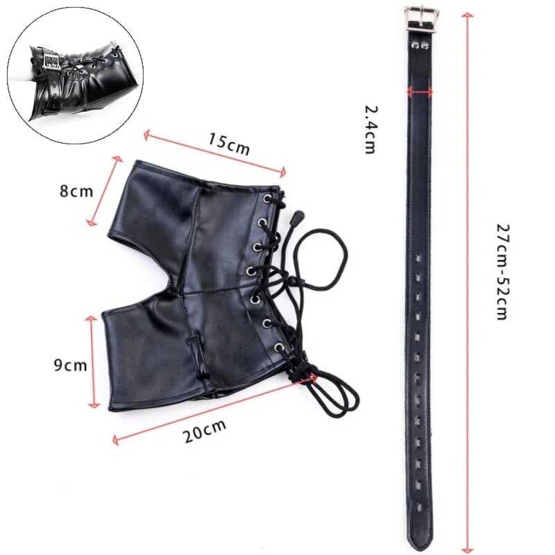 Набор кожаных браслетов унисекс с регулируемыми наручниками БДСМ, двойные манжеты на ножках для пар, ролевые игры, секс-игрушки