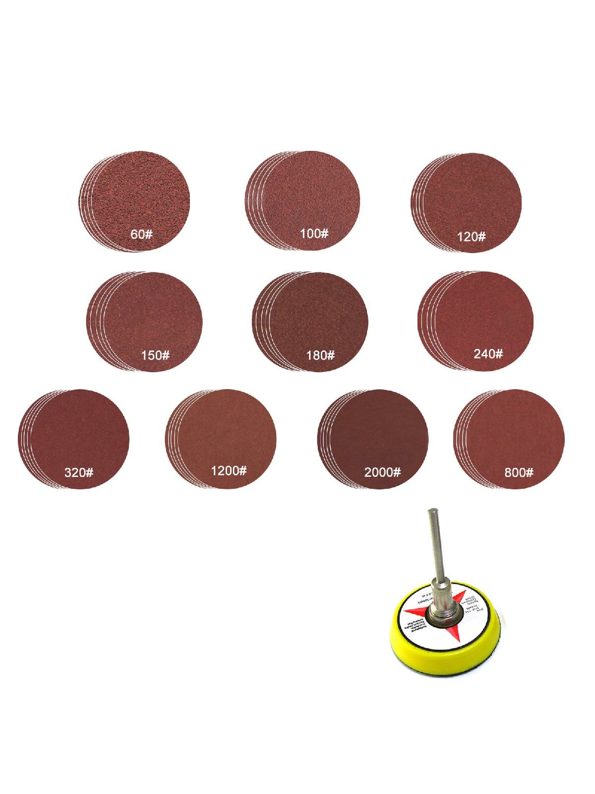52 / 102 шт 2-дюймовые шлифовальные диски 60-2000 гр. Крюк-петля Наждачная бумага Круглая