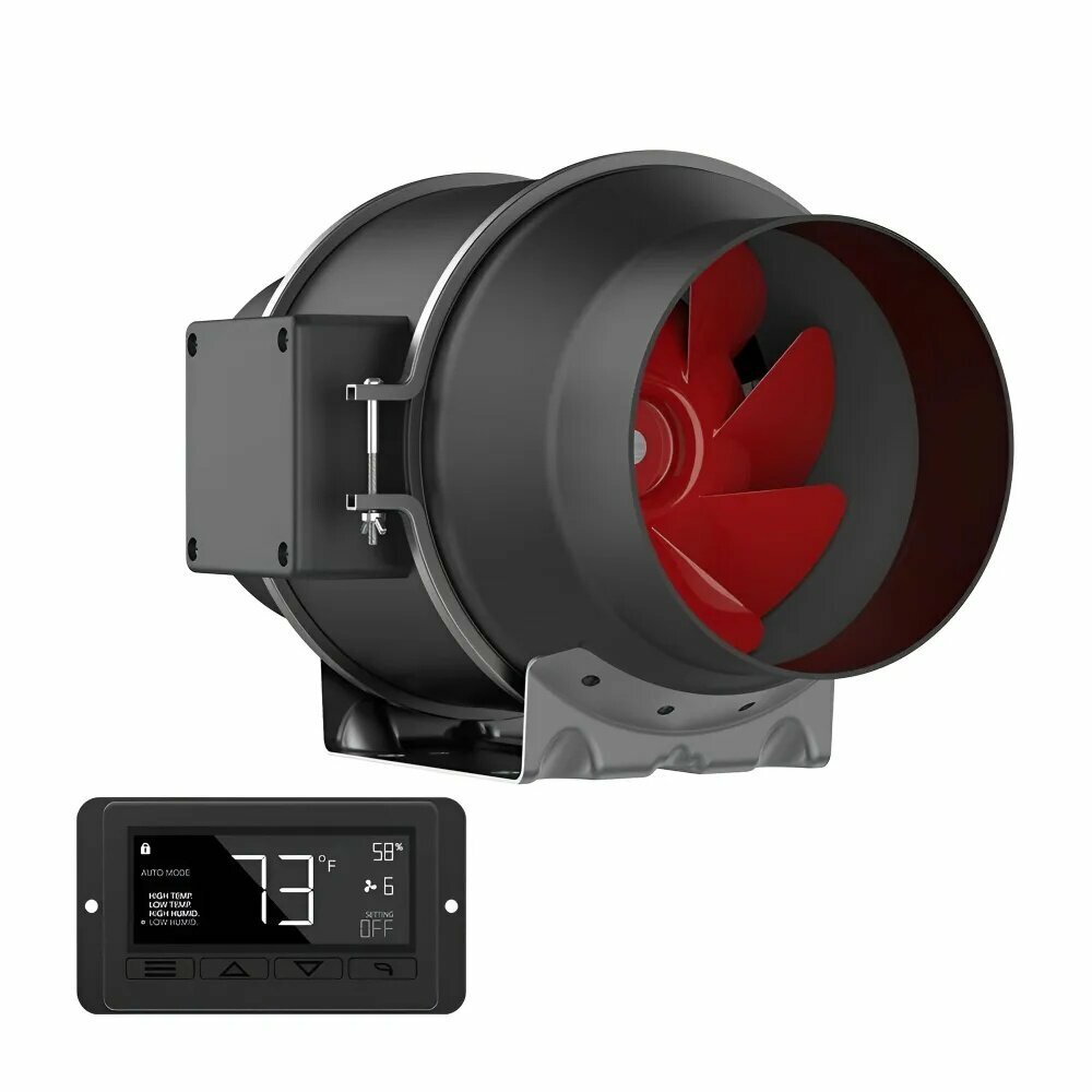 6" встраиваемый канальный вентилятор EC с умным контроллером климата и регулятором скорости для гидропоники и гроутента