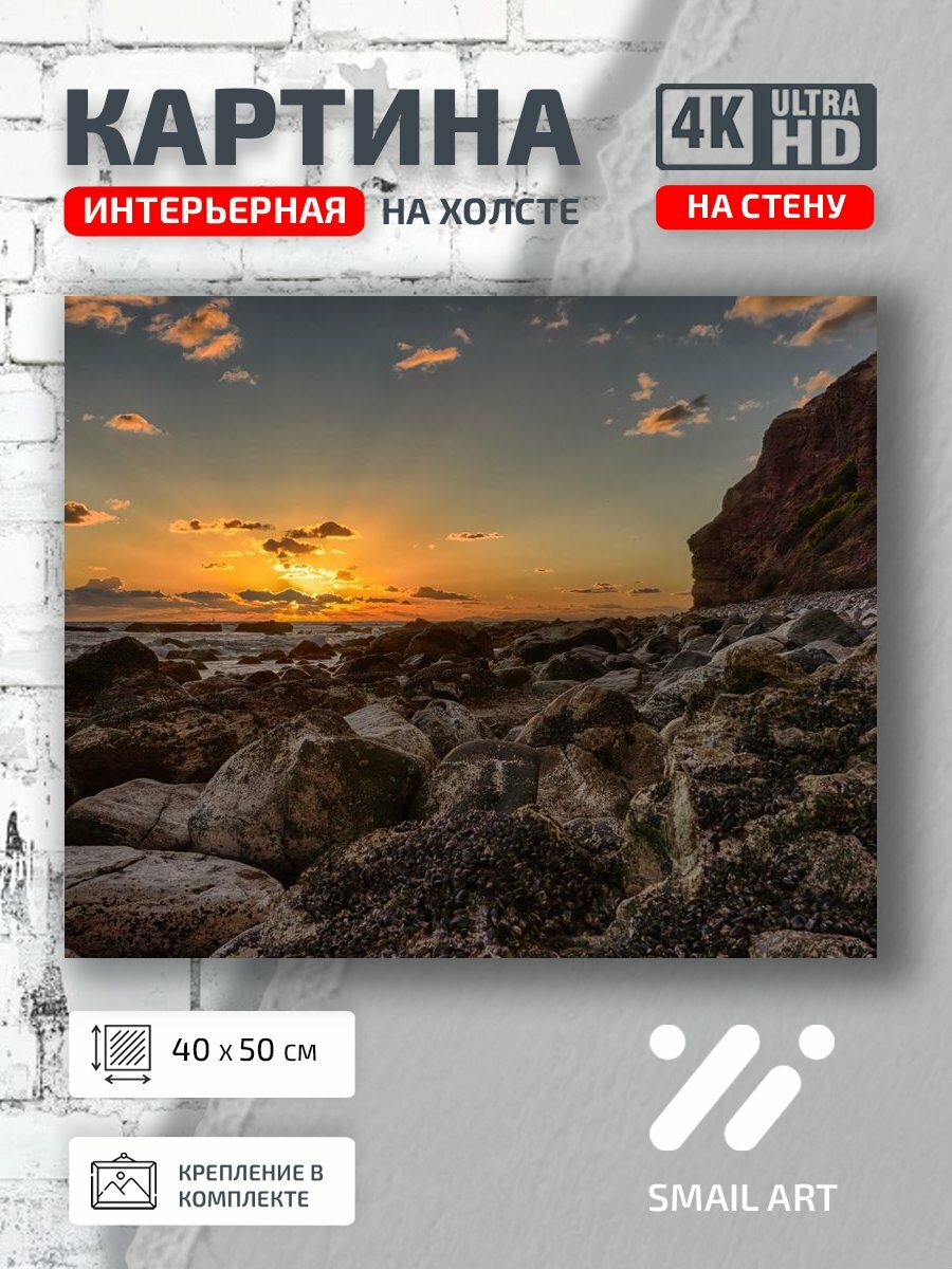 Картина на холсте интерьерная 40 на 50 на стену Скала Landscape для кафе пейзаж интерьер