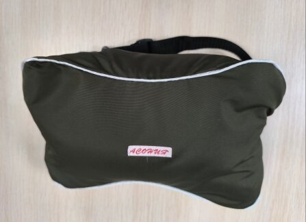 Автоподушка с микросферами АсониЯ, 23х14 см, снятие нагрузки, улучшение микроциркуляции для шеи и головы, цвет хаки