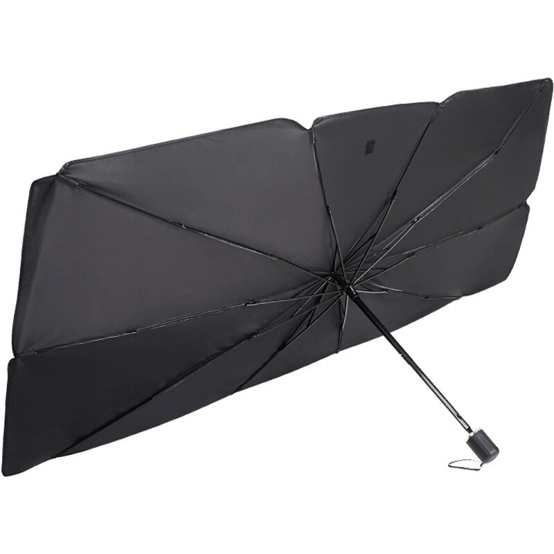 Зонт для автостекла Car Windshield Sun Shade складной для переднего окна, солнцезащитный в зеркальный исполнении, цвет серебристый, размеры Small 65*125см/25.6*49.2дюйма или Large 79*145см/31.1*57.1дюйма, материал зонта Железо, Резинка, Титаново-Серебро,