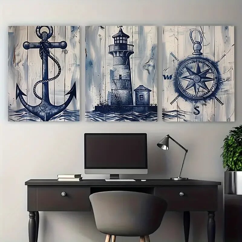 Набор из 3 полотен "Морская тематика" 30x45 см