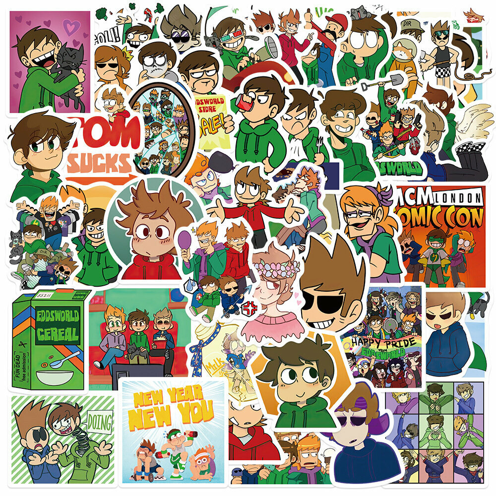 52 шт./упак. Наклейки Eddsworlds Водонепроницаемые виниловые аниме наклейки для ноутбука, бутылки с водой, гитары, подарки для детей, подростков, взрослых, девочек и мальчиков