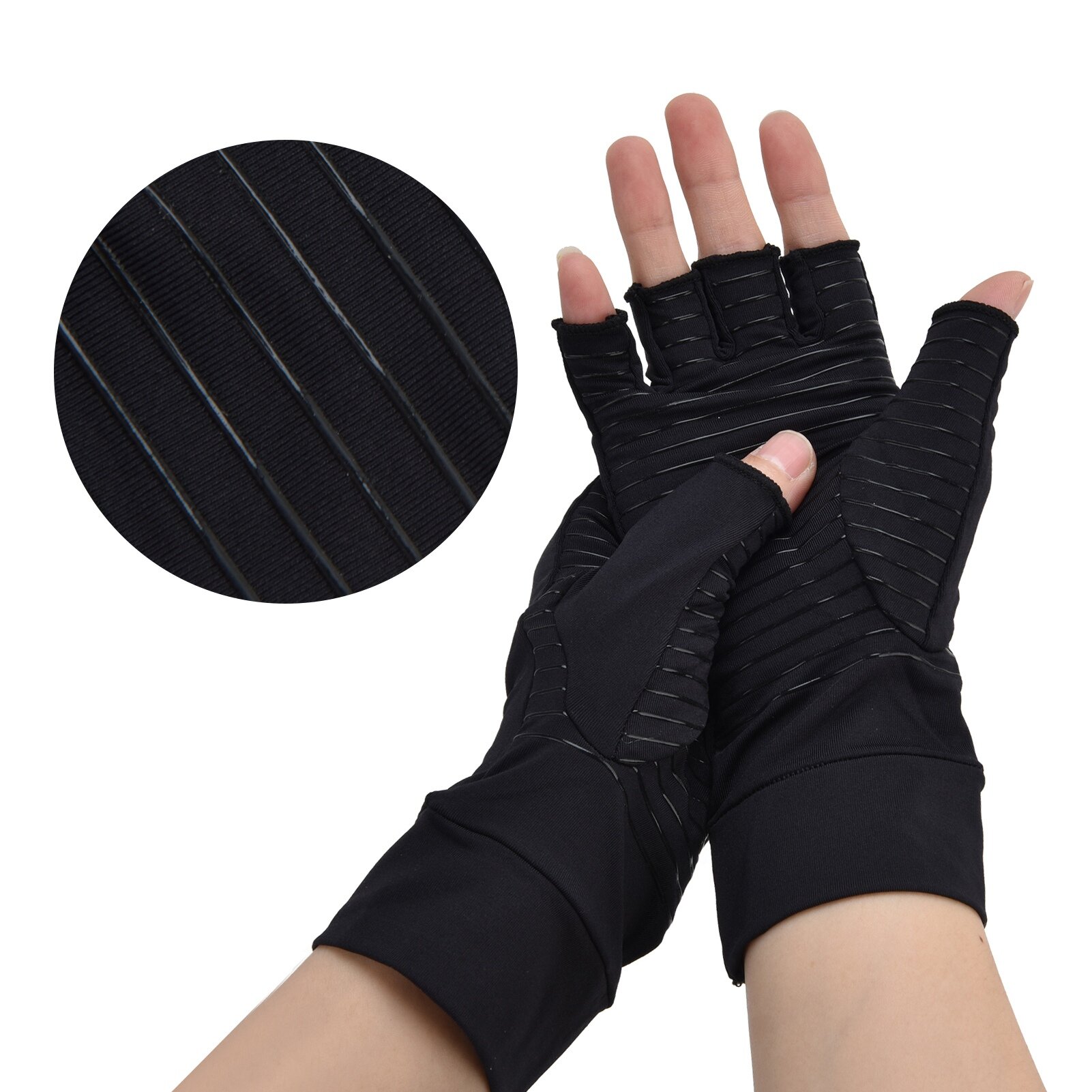 Медные компрессионные перчатки при артрите, обезболивающие перчатки для восстановления половины пальцев для мужчин и женщин