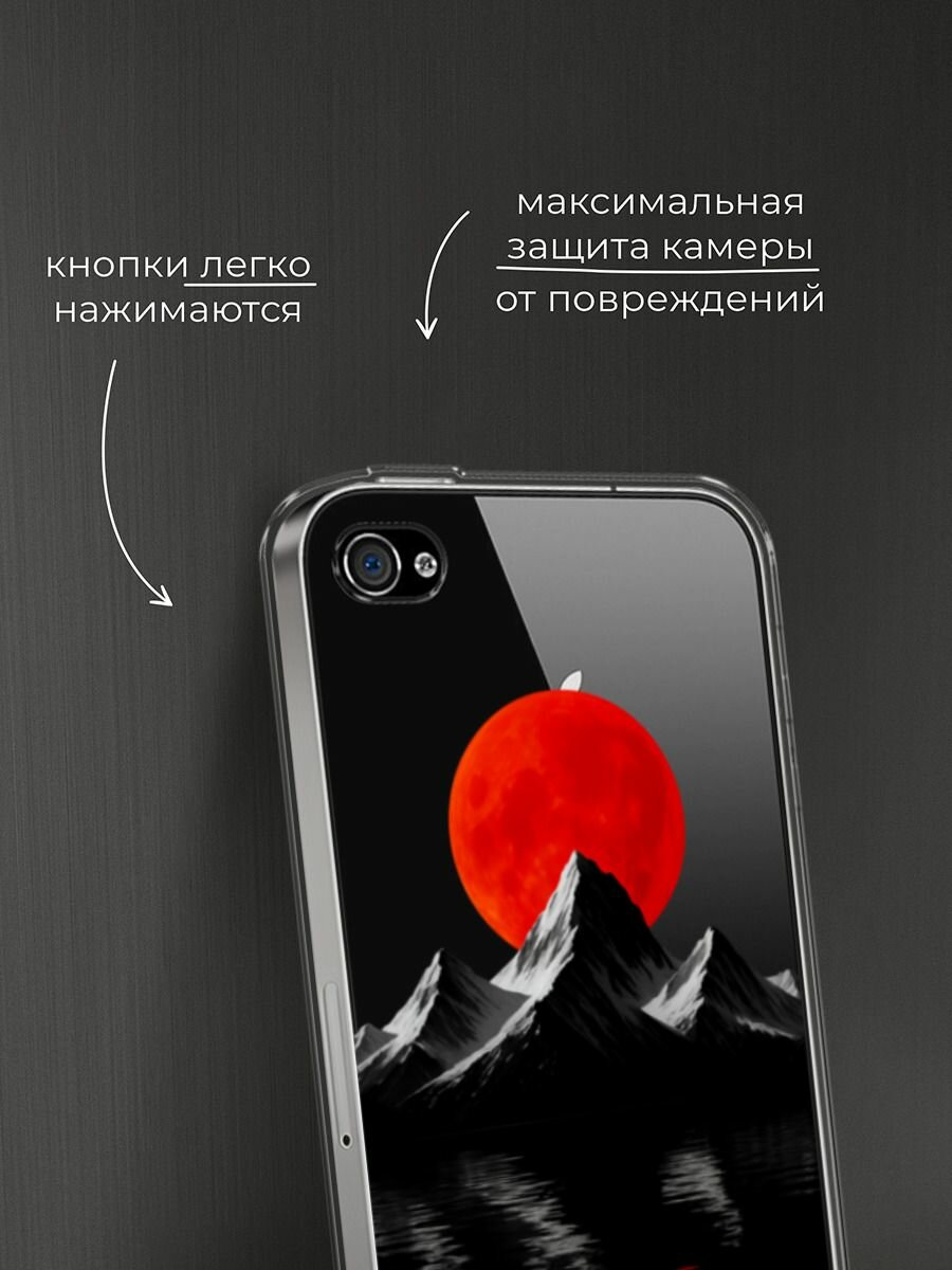 Чехол на Apple iPhone 4/4S / Айфон 4/4S с принтом Черная гора, прозрачный — фото 1