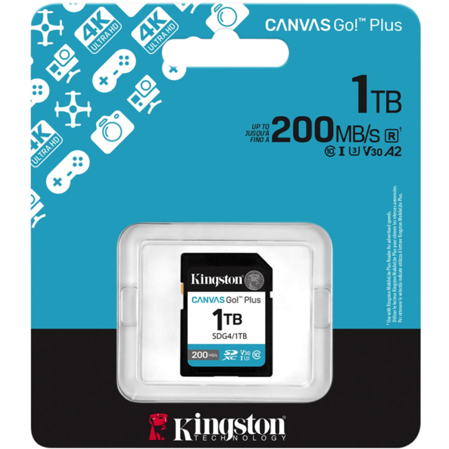 Kingston SDG4/1TB Карта памяти 1TB SDXC Go Plus G4 200R V30