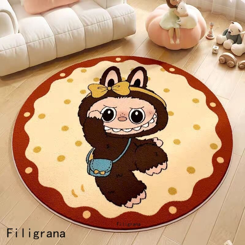 Круглый плюшевый коврик Filigrana для спальни, дивана и кабинета, толстый напольный коврик.80cmX80cm