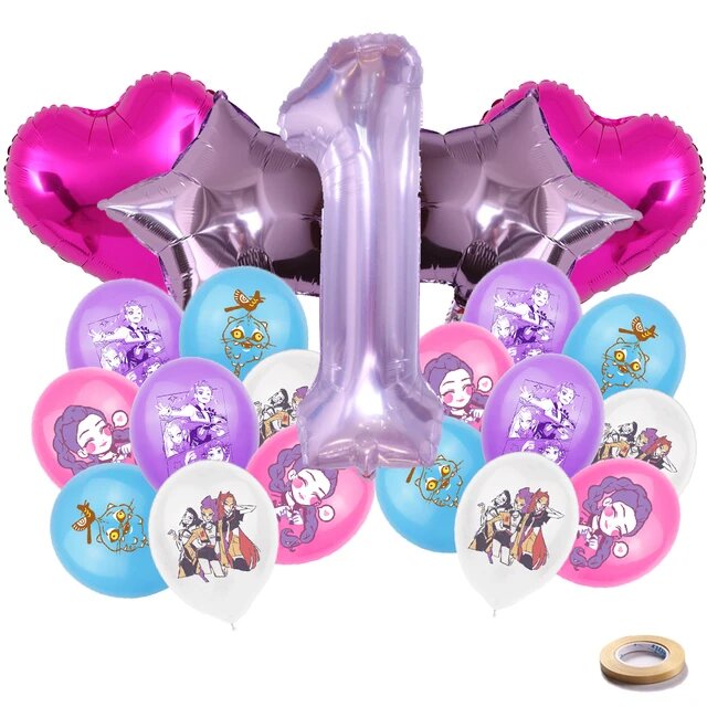 Набор воздушных шаров для украшения дня рождения "Охотник на дьяволов" в стиле корейской волны, цифровые фольгированные шары "Музыкальная девочка", товары для детских праздников, подарочные украшения