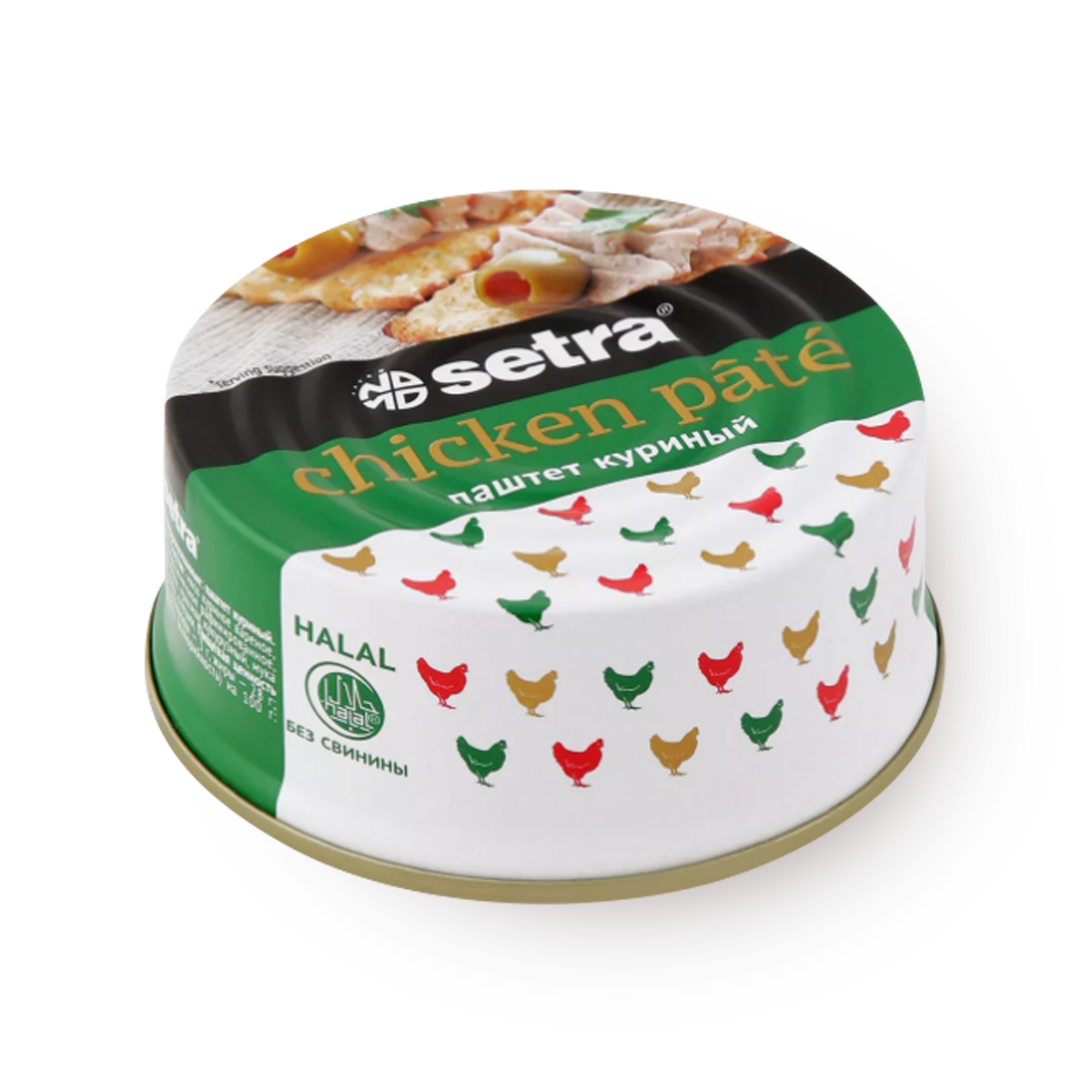 Паштет Setra, куриный, в консервной банке, халяль, без консервантов, 100г
