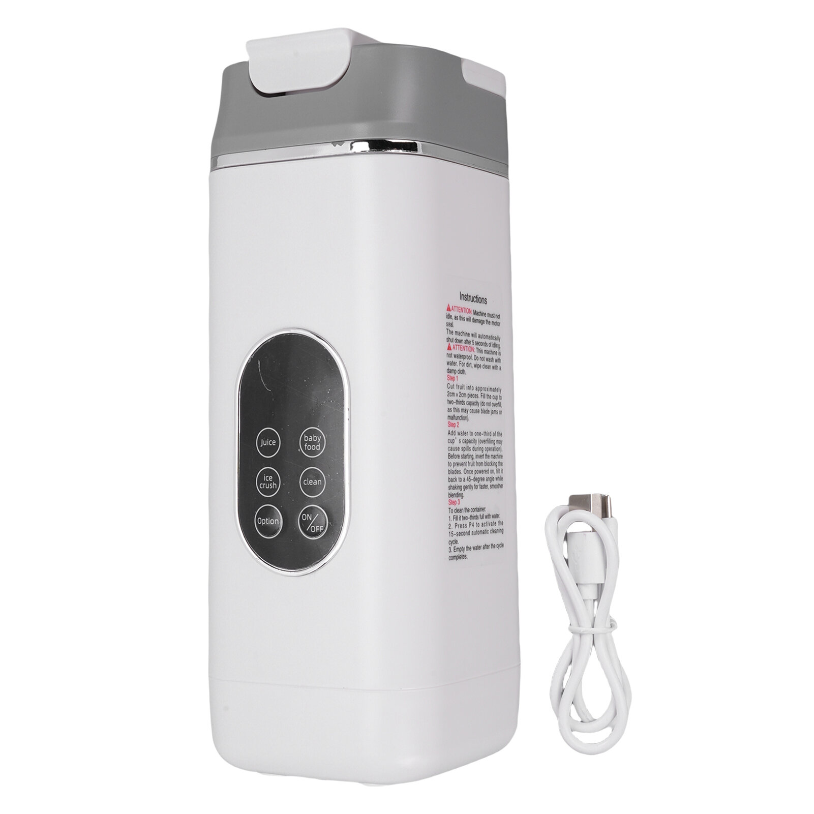 Портативный блендер 12 Blade USB -зарядка цифровой дисплеи, производитель смузи, блендер Travel Blender White