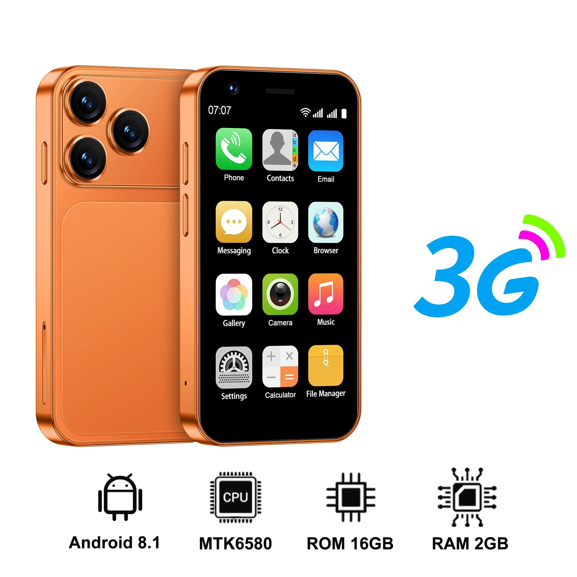 Смартфон SERVO 18SE MINI 3G Карманного Размера, Android, Google Play, Оранжевый, Оранжевый, orange