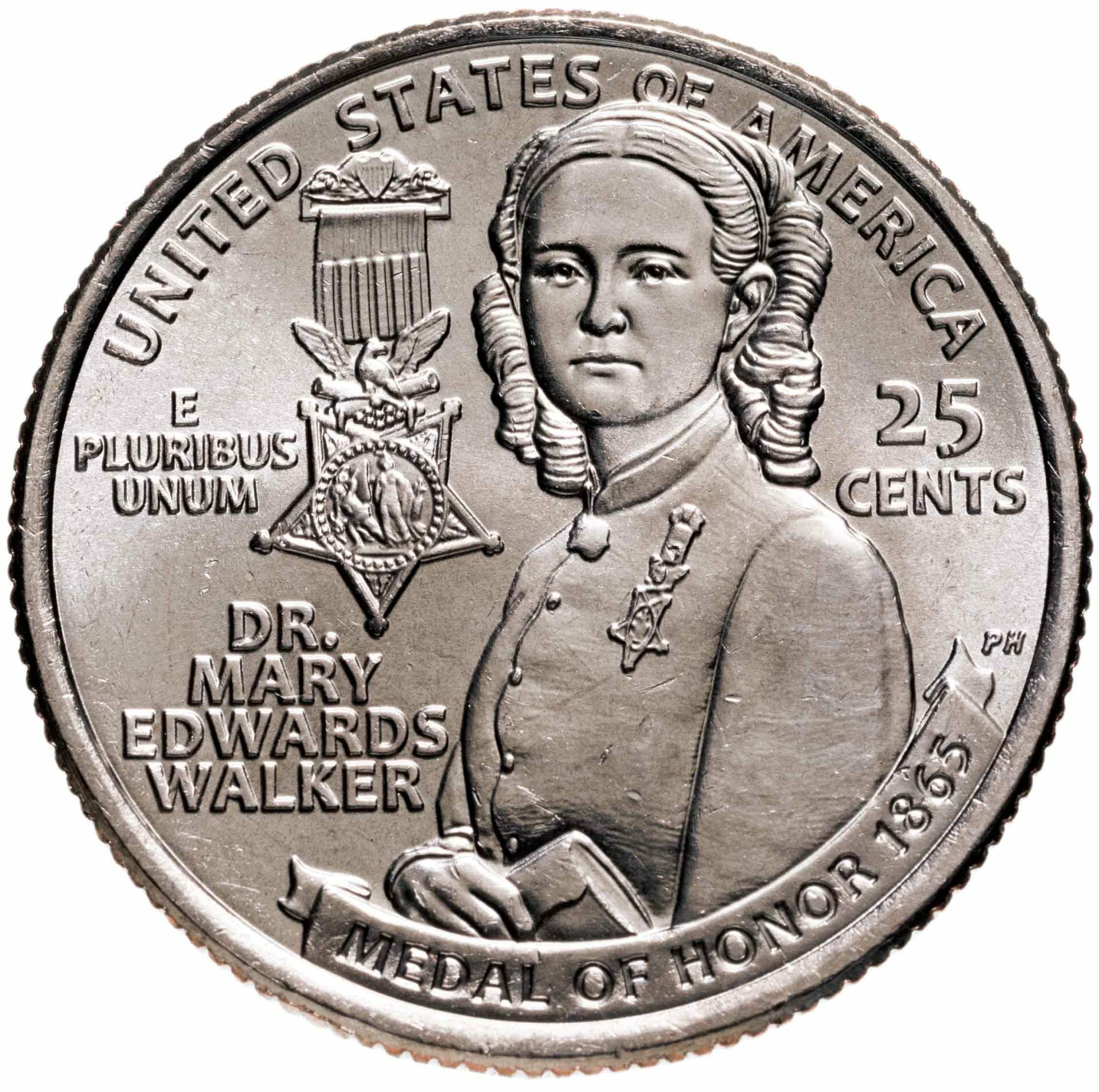 США 1/4 доллара 25 центов, квотер 2024 P "Американские женщины - Хирург Мэри Эдвардс Уокер 13-я, Мельхиор медь-никель, в сохранности UNC