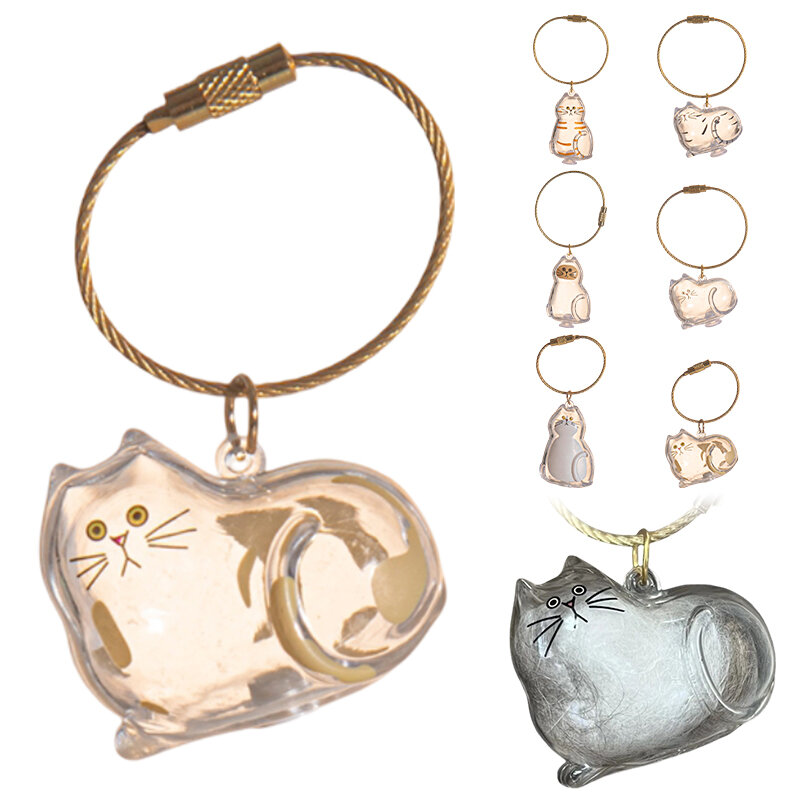 Прозрачный памятный кулон-капсула из кошачьей шерсти, милый, в форме кошки, подарок для любителей кошек