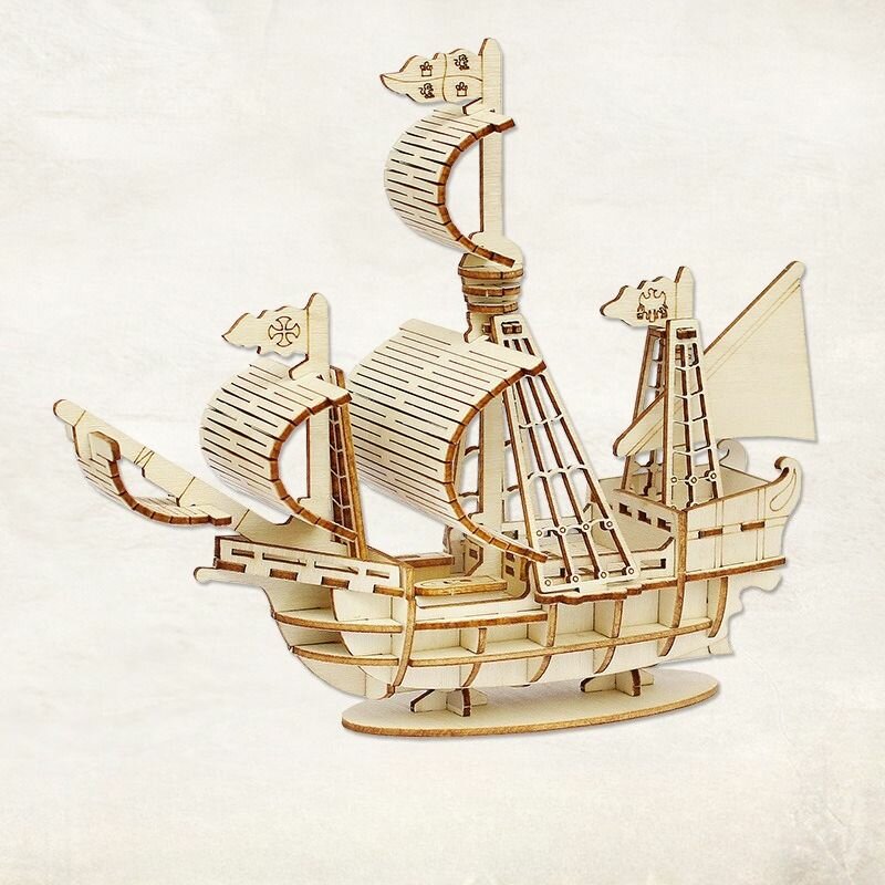 Конструктор 3D деревянный парусник, сборная модель корабля Гётеборг для детей, развивающий набор из древесины идеальный подарок для семейных мастер-классов и творческих вечеров