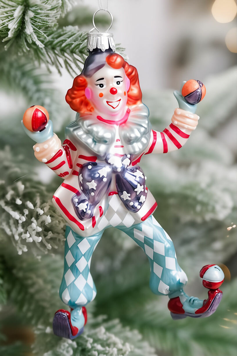 Ёлочная игрушка клоун луччо, коллекция любимый цирк, стекло, 14 см, Winter Deco 1001213