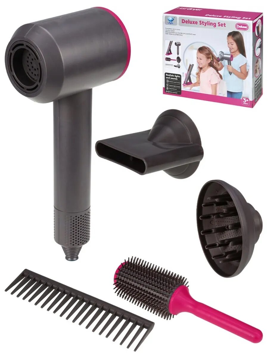 Игровой набор /Фен/ (звук, бат. 2xAA не в компл, 2 насадки