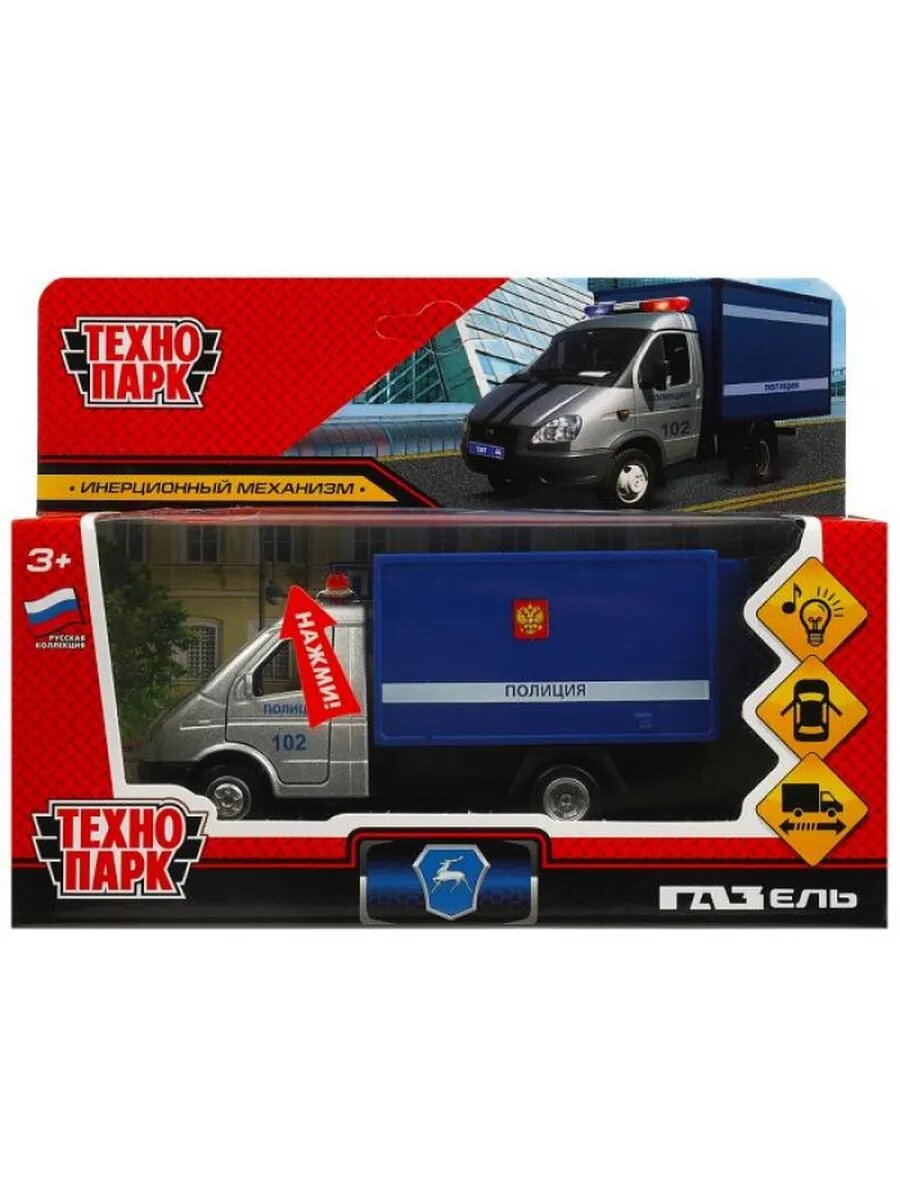 Машина металл свет-звук ГАЗ -3302 /газель/ полиция 13 см,