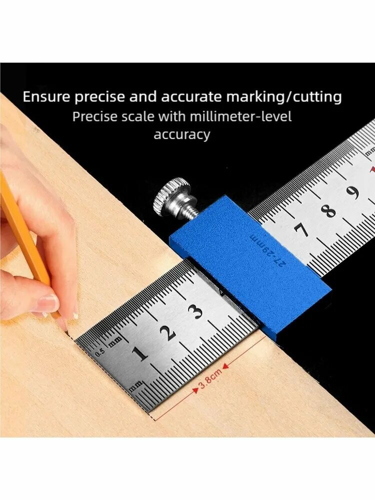 Плотник Линейка металлическая с блоком позиционирования, 1 шт. - 40 см