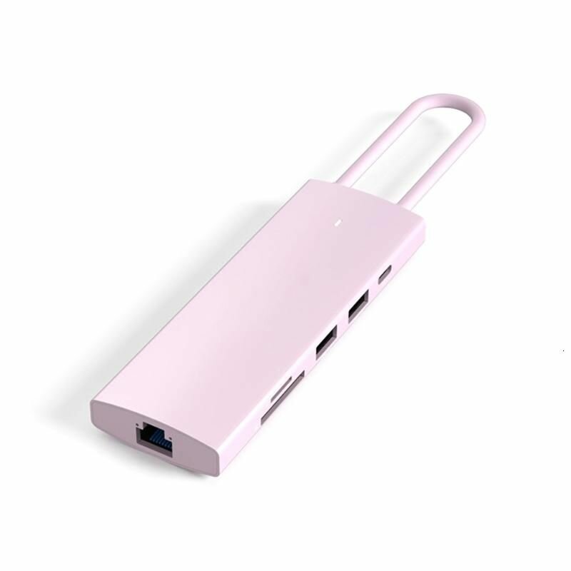 9 в 1 тип С станции док -станции до -+ TF/ карт чтения PD USB3.0 Hub для ноутбука, Розовый