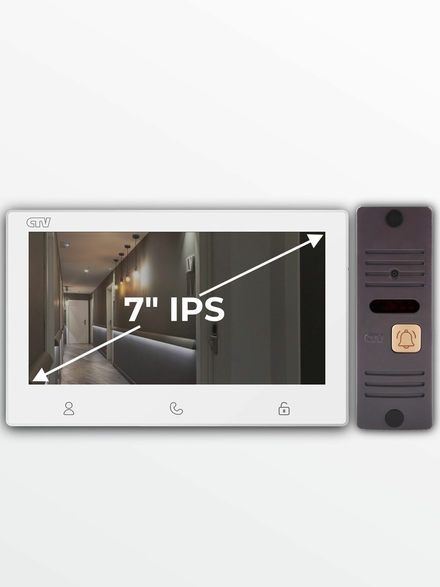 Комплект видеодомофон для квартиры: аналоговый монитор 7" CTV-M3712 Astra + вызывная панель CTV-D10 Plus, для дома или офиса, удаленное открытие замка, подключение к подъездному домофону