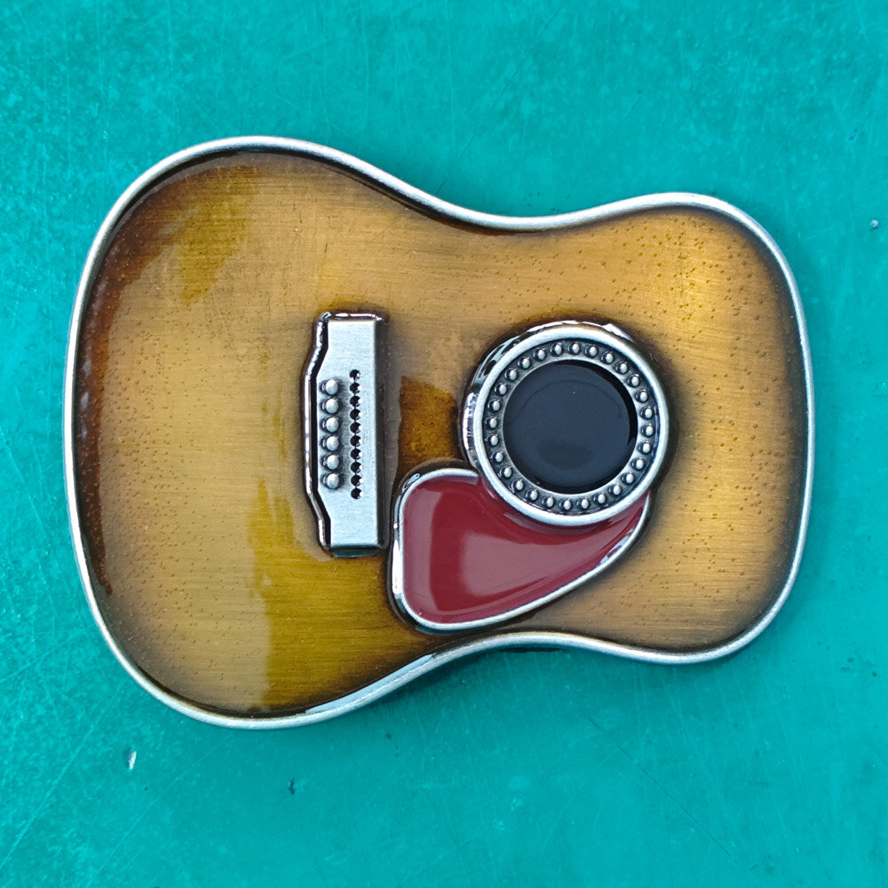 Пряжка декоративная для ремня с музыкальная гитара бляха для ремня 40мм металлическая
