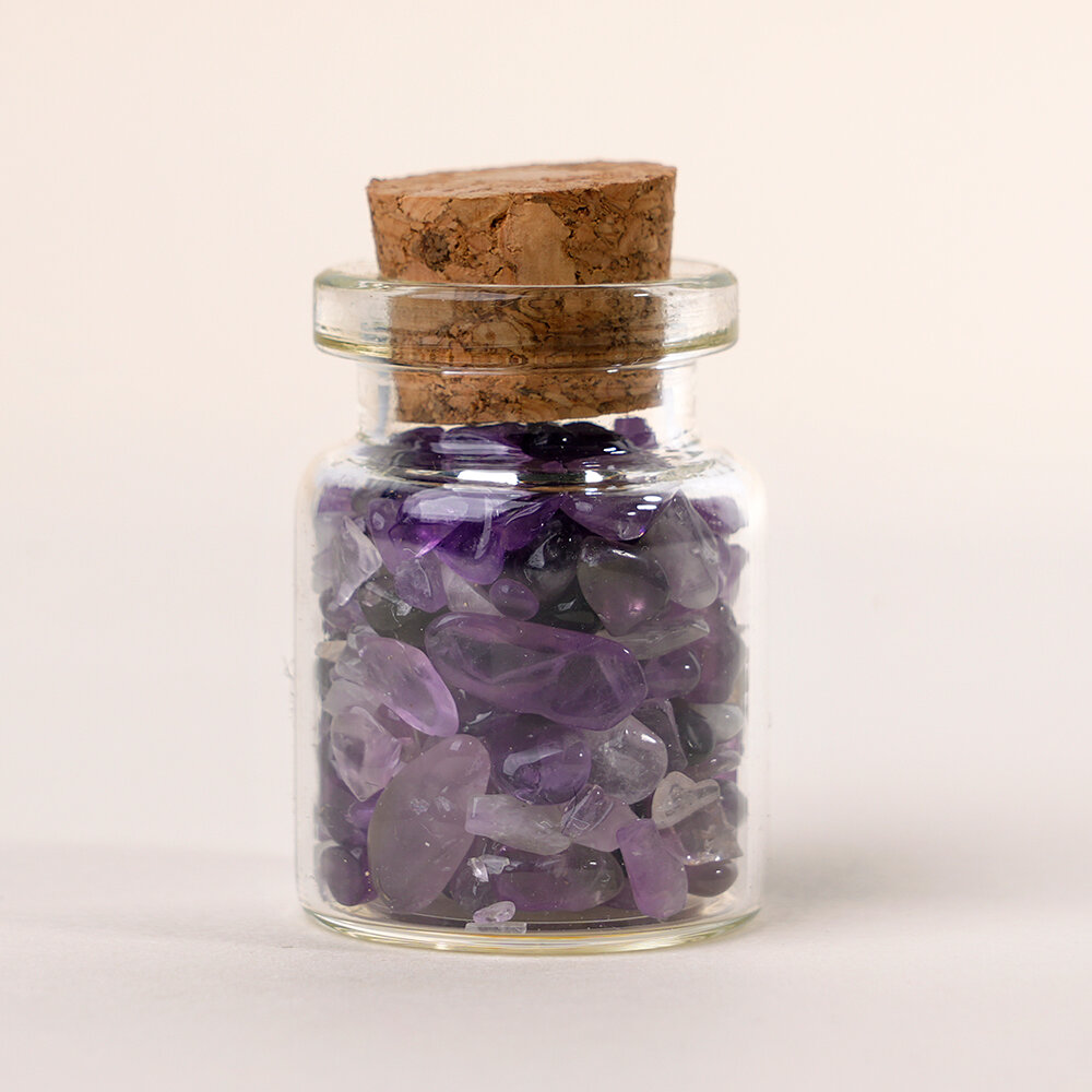 Амулет с натуральным камнем аметистом во флаконе,1, Аметист, фиолетовый