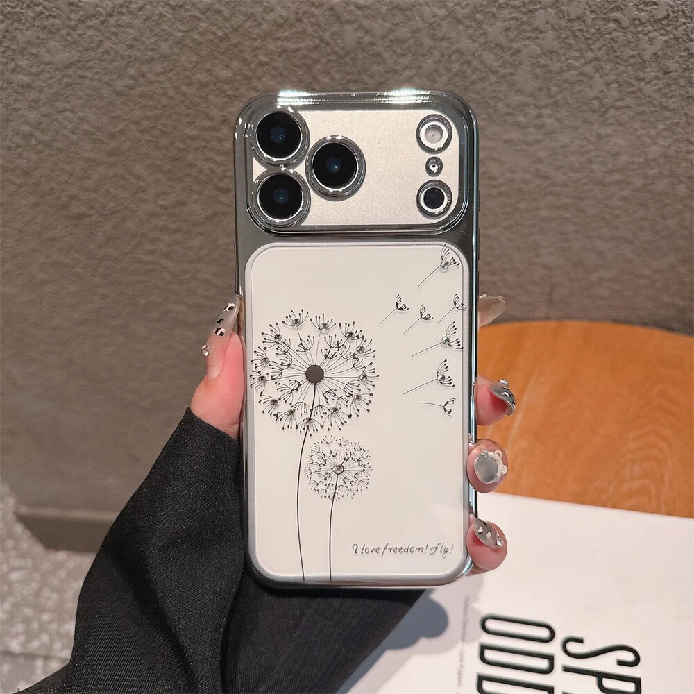 Чехол iPhone 17 Pro серебряный с одуванчиком