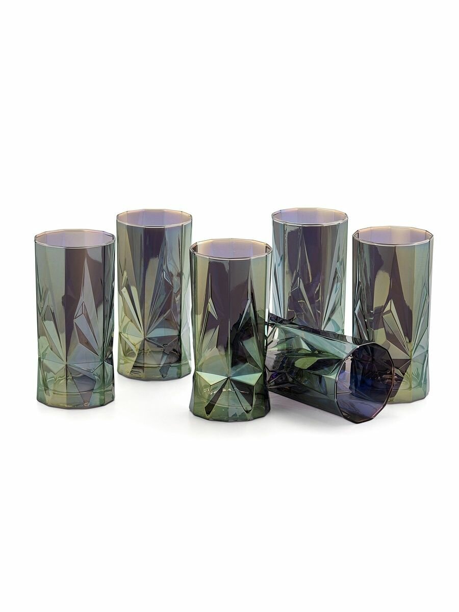 Стаканы Glasstar exclusive "Geometrica Olive", 6 шт, 450 мл