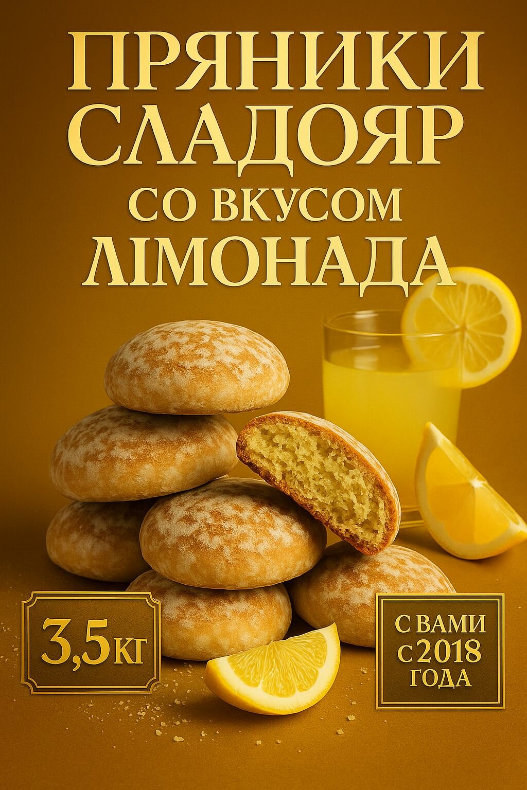 Пряники со вкусом Лимонада, 2 коробки по 3,5кг