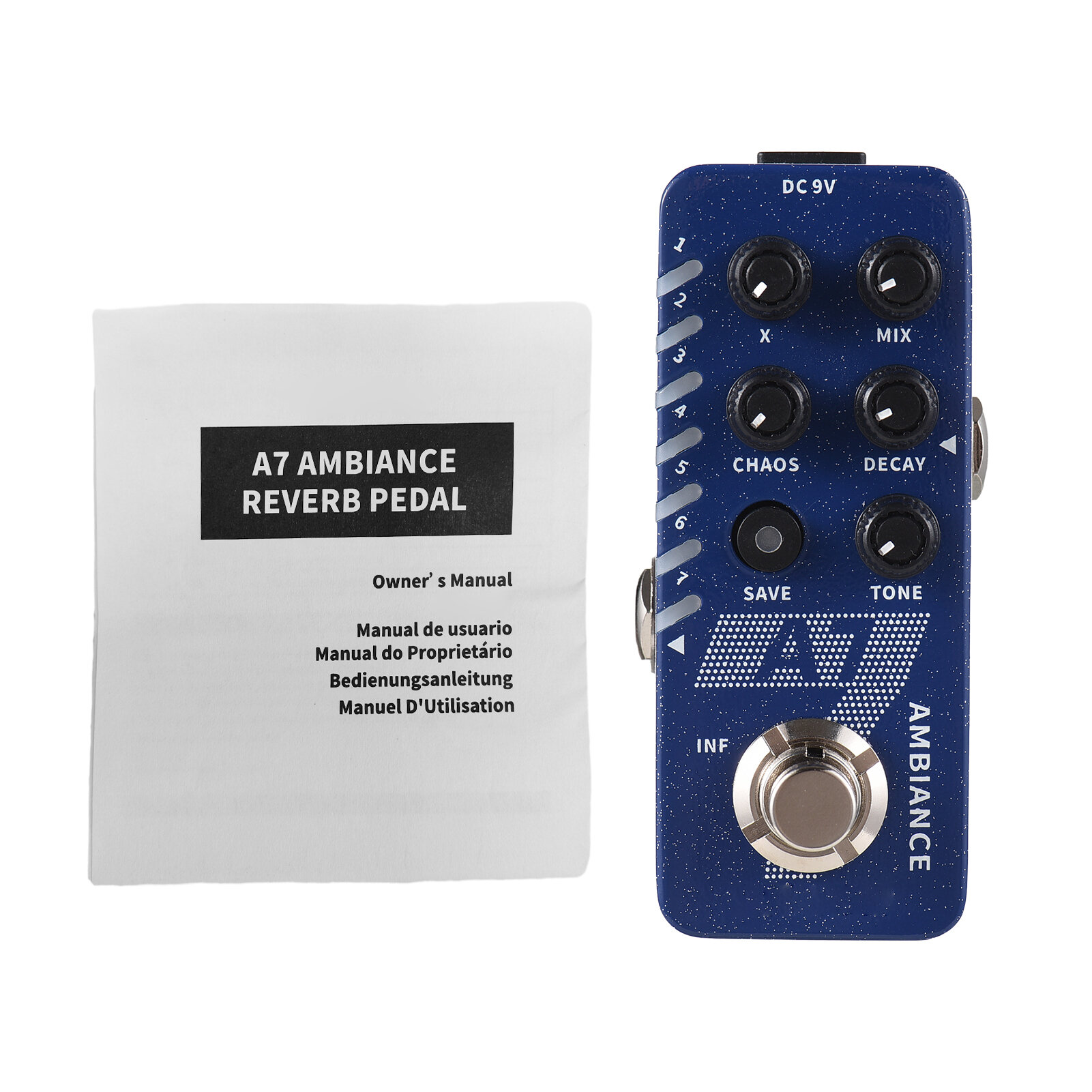 Педаль эффектов MOOER Guitar Ambiance Reverb, 7 звуков, True Bypass, металлический корпус, вход/выход DC 9V, 6,35 мм, поддержка Tail Tone Retention, мини-эффектор.