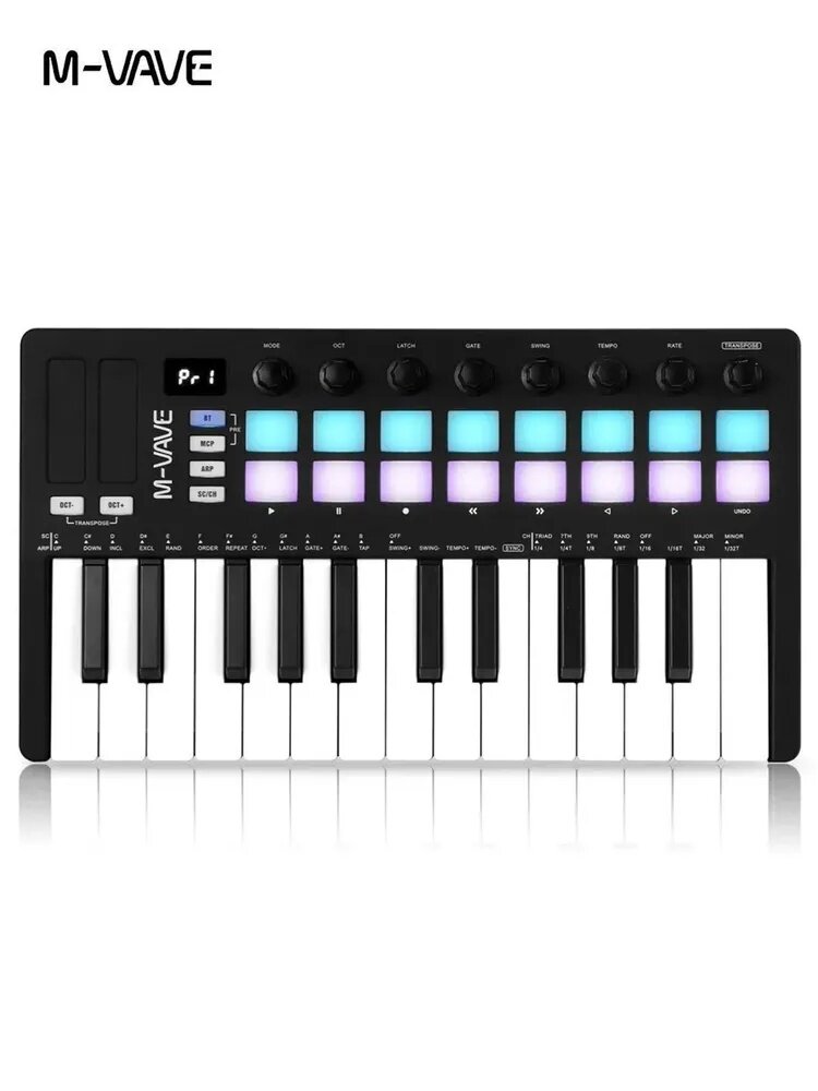 MIDI-клавиатура M-VAVE SMK-25 MKII Black, 25 клавиш, беспроводная