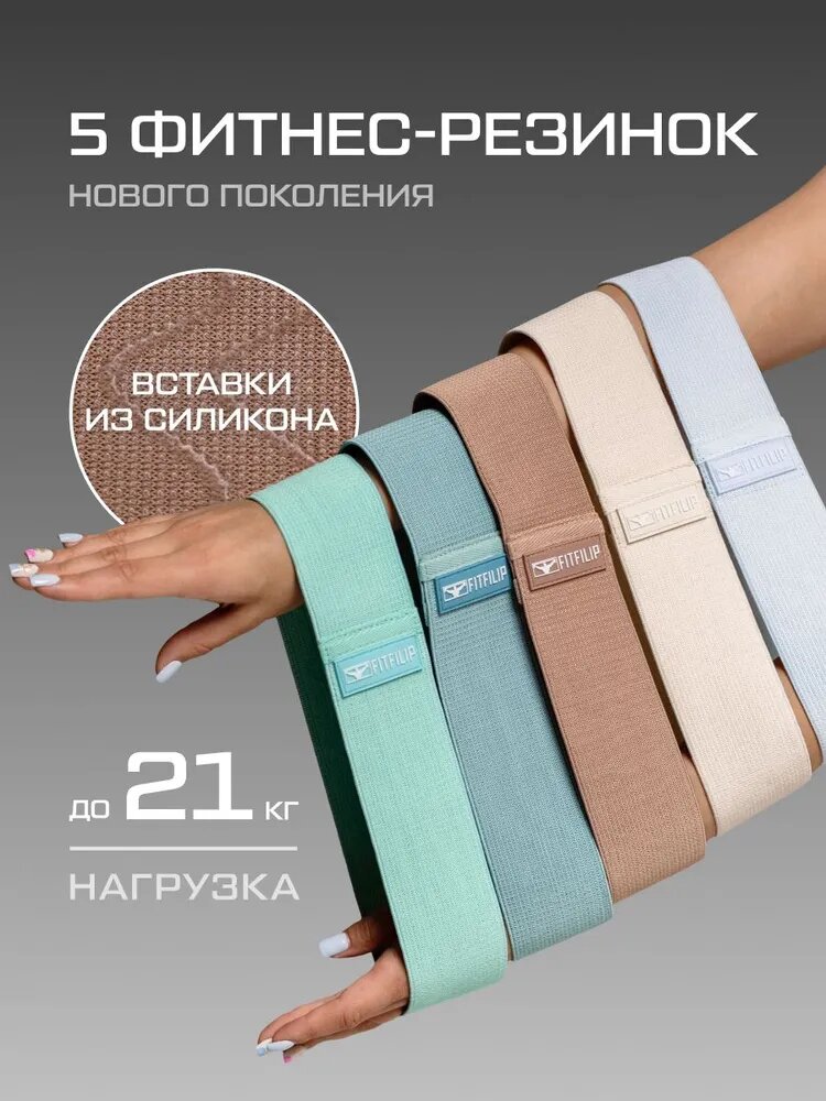 Фитнес резинки комплект 5 шт, усиленные резинки для фитнеса с сумочкой, тренажер для дома, эспандер для тренировки рук и ног