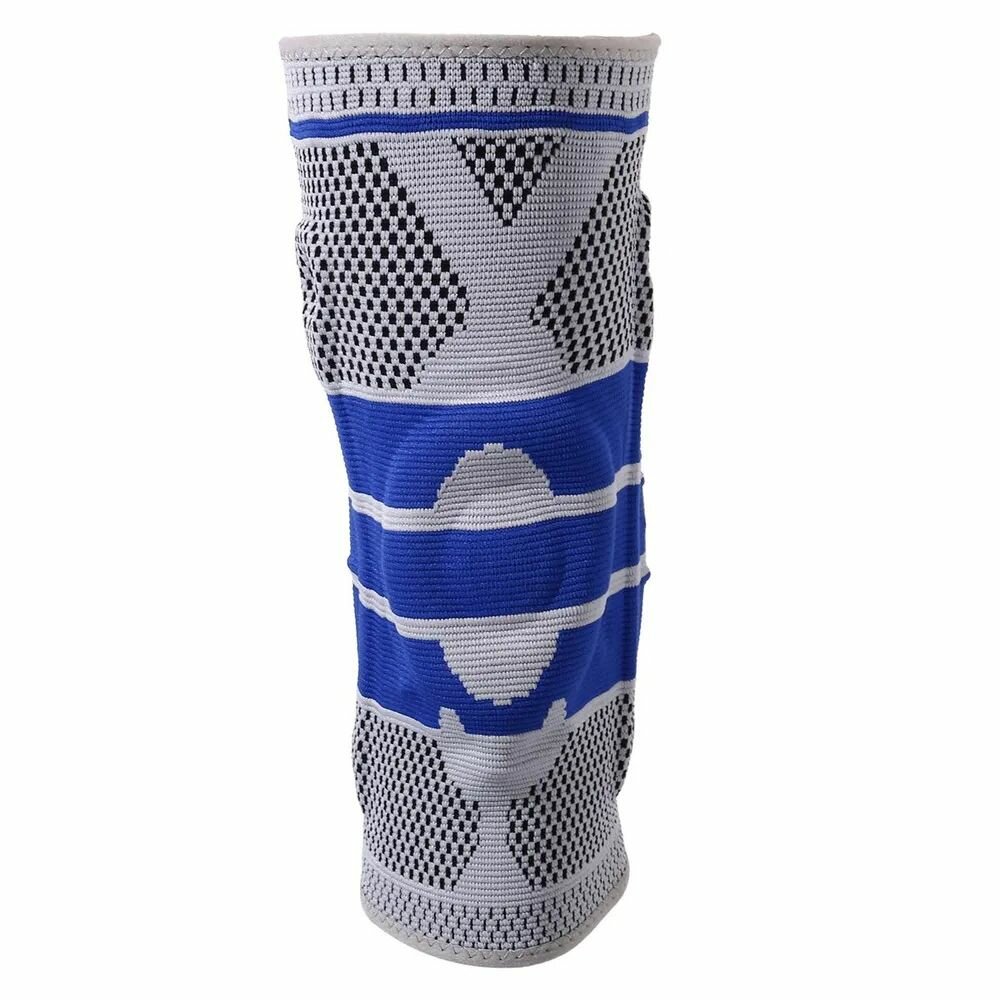 Наколенник компрессионный с боковыми стабилизаторами для разрыва мениска артрита спортивный фитнес синий M