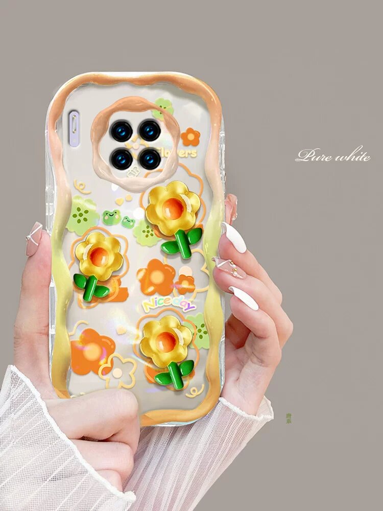 Чехол для Huawei Mate 30E Pro с 3D-изображением солнечного оранжевого цветка, водяной капли, мягкий ТПУ